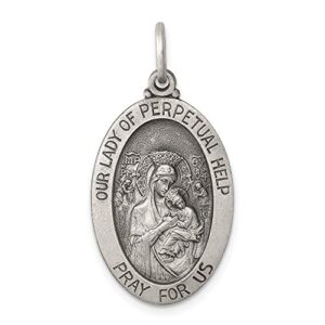 icecarats 925 sterling silver vintage our lady of perpetual help medal necklace charm pendant only