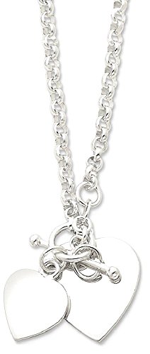 IceCarats 925 Sterling Silver Engraveable Double Heart Love Chain Necklace Toggle Clasp