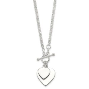 IceCarats 925 Sterling Silver Engraveable Double Heart Love Chain Necklace Toggle Clasp