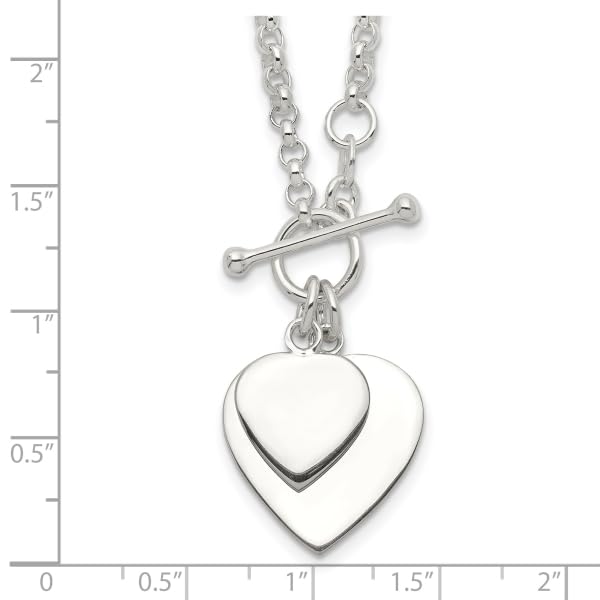 IceCarats 925 Sterling Silver Engraveable Double Heart Love Chain Necklace Toggle Clasp