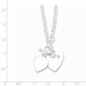 IceCarats 925 Sterling Silver Engraveable Double Heart Love Chain Necklace Toggle Clasp