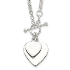 IceCarats 925 Sterling Silver Engraveable Double Heart Love Chain Necklace Toggle Clasp