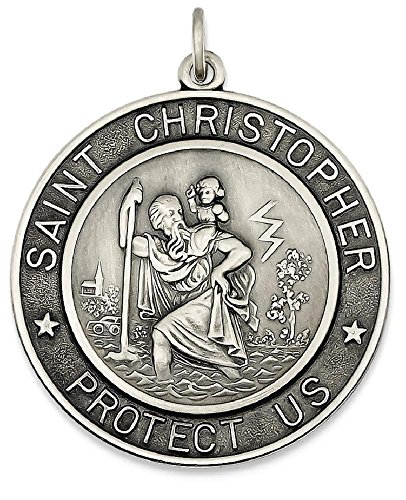 IceCarats 925 Sterling Silver Vintage Saint Christopher Medal Patron of Travelers Athletes Protection Necklace Christian Religious Pendant Faith Charm Only