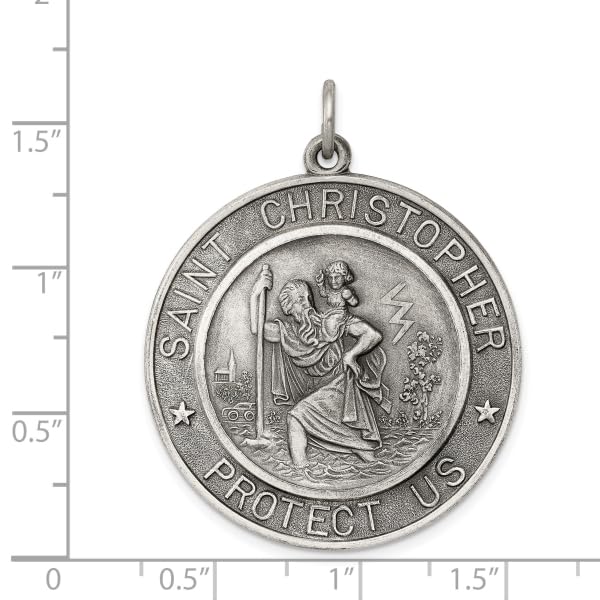 IceCarats 925 Sterling Silver Vintage Saint Christopher Medal Patron of Travelers Athletes Protection Necklace Christian Religious Pendant Faith Charm Only