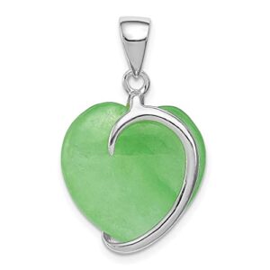 925 sterling silver green jade heart love necklace charm pendant only