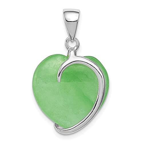 925 Sterling Silver Green Jade Heart Love Necklace Charm Pendant Only