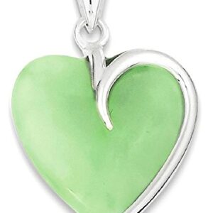 925 Sterling Silver Green Jade Heart Love Necklace Charm Pendant Only