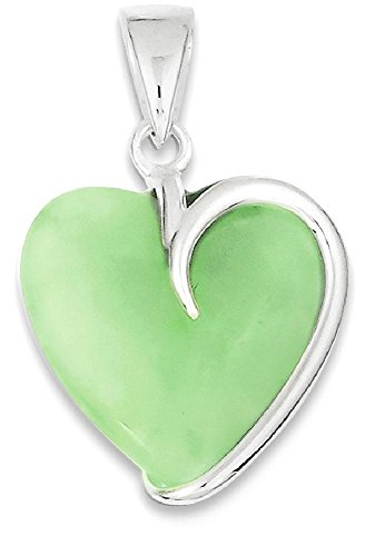 925 Sterling Silver Green Jade Heart Love Necklace Charm Pendant Only