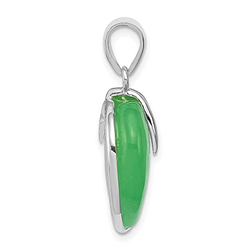 925 Sterling Silver Green Jade Heart Love Necklace Charm Pendant Only