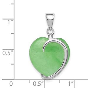 925 Sterling Silver Green Jade Heart Love Necklace Charm Pendant Only