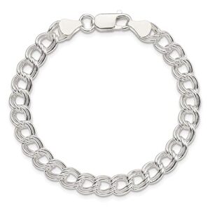 icecarats 925 sterling silver 7mm double link chain charm bracelet 7 inch