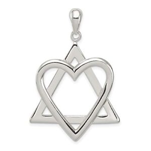 925 sterling silver star of david jewish magen heart love necklace judaica religious pendant israel charm 43.35mm x 30mm only