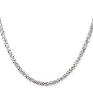 icecarats 925 sterling silver 3mm round spiga wheat link chain necklace 24 inch