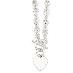 IceCarats 925 Sterling Silver Engraveable Heart Love Disc Link Necklace 18 inch Chain Toggle Clasp