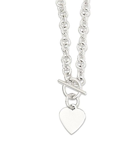 IceCarats 925 Sterling Silver Engraveable Heart Love Disc Link Necklace 18 inch Chain Toggle Clasp