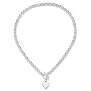 IceCarats 925 Sterling Silver Engraveable Heart Love Disc Link Necklace 18 inch Chain Toggle Clasp