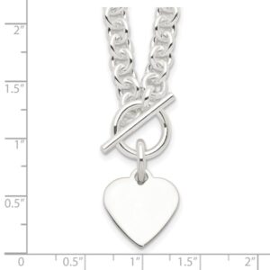 IceCarats 925 Sterling Silver Engraveable Heart Love Disc Link Necklace 18 inch Chain Toggle Clasp