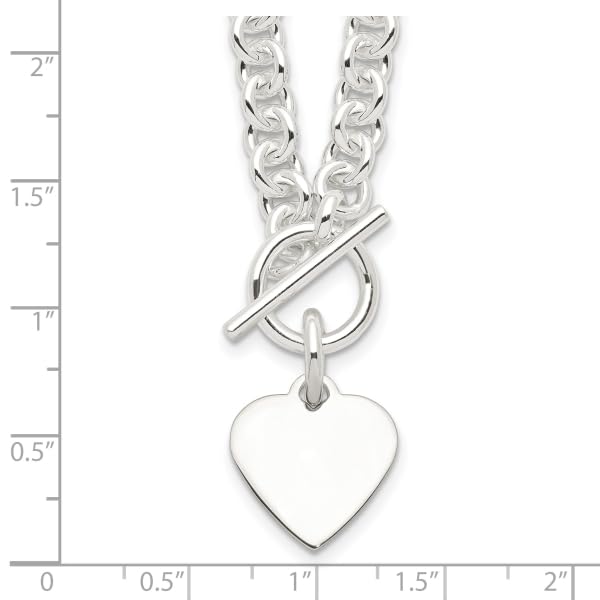 IceCarats 925 Sterling Silver Engraveable Heart Love Disc Link Necklace 18 inch Chain Toggle Clasp