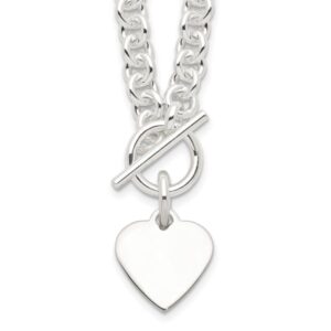 IceCarats 925 Sterling Silver Engraveable Heart Love Disc Link Necklace 18 inch Chain Toggle Clasp