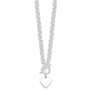 IceCarats 925 Sterling Silver Engraveable Heart Love Disc Link Necklace 18 inch Chain Toggle Clasp