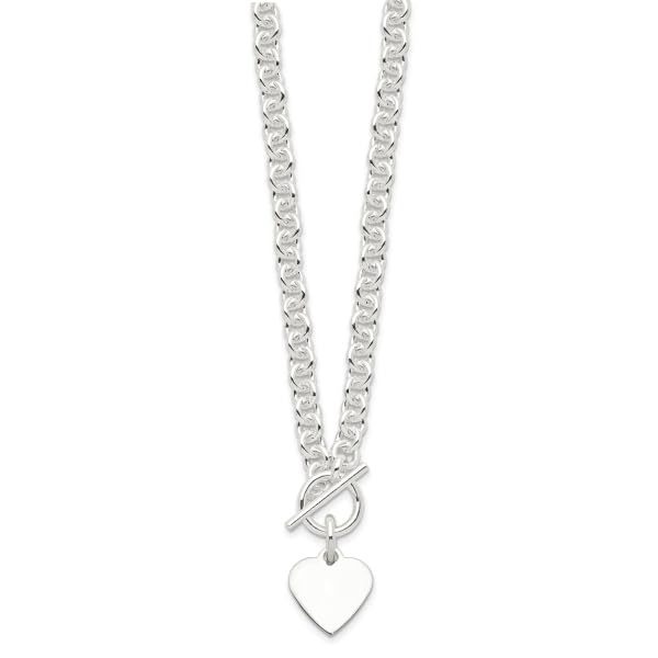 IceCarats 925 Sterling Silver Engraveable Heart Love Disc Link Necklace 18 inch Chain Toggle Clasp