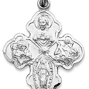 IceCarats 925 Sterling Silver Four Way Holy Cross Religious Medal Necklace Christian Pendant Scapular Charm 25mm x 18mm Only