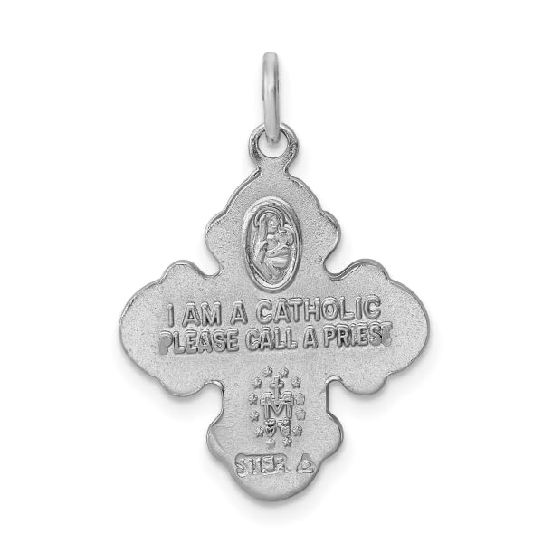 IceCarats 925 Sterling Silver Four Way Holy Cross Religious Medal Necklace Christian Pendant Scapular Charm 25mm x 18mm Only