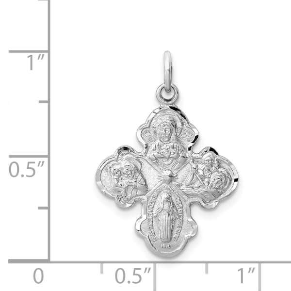 IceCarats 925 Sterling Silver Four Way Holy Cross Religious Medal Necklace Christian Pendant Scapular Charm 25mm x 18mm Only