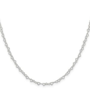 icecarats 925 sterling silver 3.5mm heart love link chain necklace 20 inch