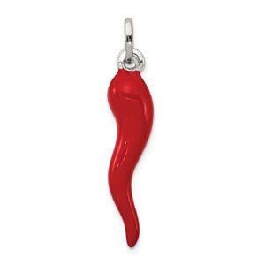 icecarats 925 sterling silver red cornicello italian horn necklace lucky protection amulet pendant chilli pepper charm only