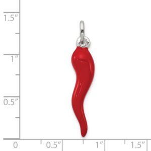 IceCarats 925 Sterling Silver Red Cornicello Italian Horn Necklace Lucky Protection Amulet Pendant Chilli Pepper Charm Only