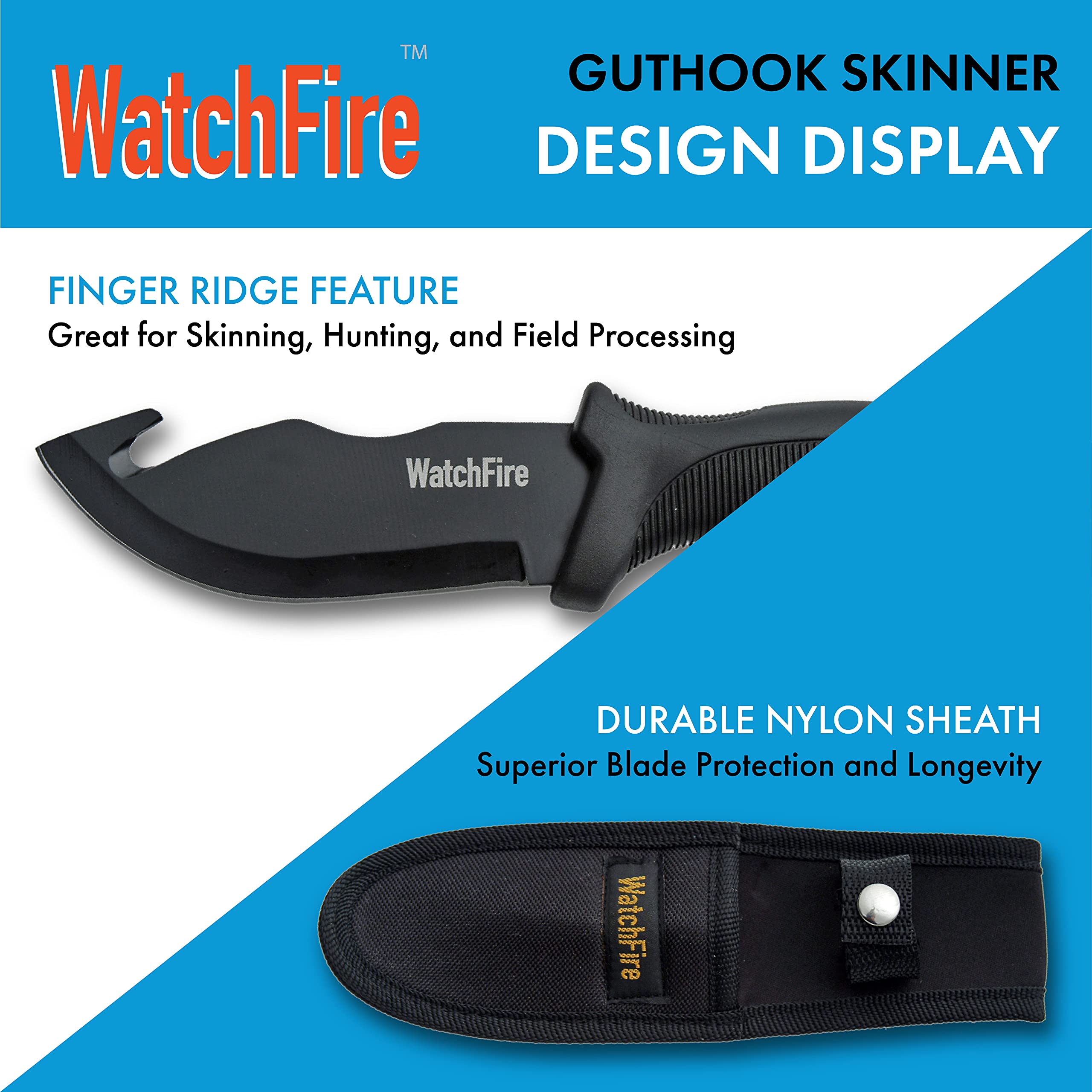 WatchFire Guthook Skinning Knife,black