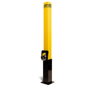 maypole heavy duty removable security post driveways, carports, garages concrete set type, yellow/black