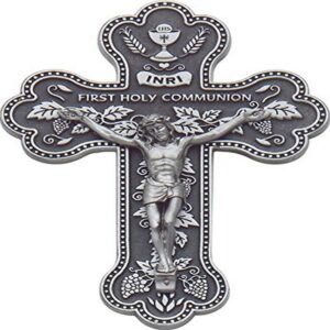 cathedral art (abbey & ca gift first holy communion crucifix cross, 5-1/2-inch, silver (pmc135)