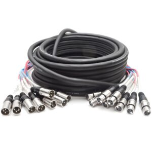 seismic audio - sarlx-8x50 - 8 channel xlr snake cable - 50 feet long - pro audio snake for live live, recording, studios, and gigs - patch, amp, mixer, audio interface 50'