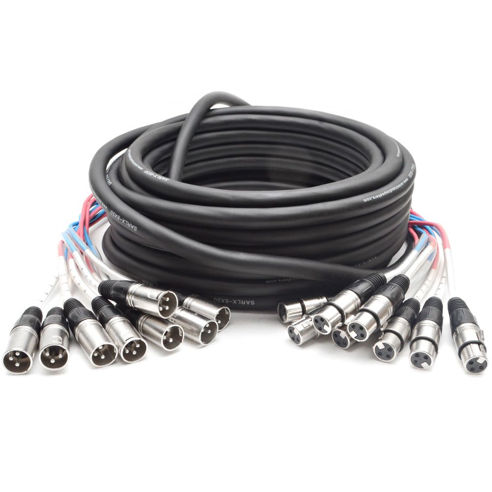 Seismic Audio - SARLX-8x50 - 8 Channel XLR Snake Cable - 50 Feet Long - Pro Audio Snake for Live Live, Recording, Studios, and Gigs - Patch, Amp, Mixer, Audio Interface 50'