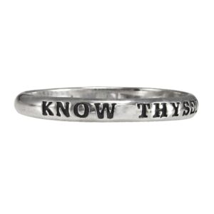 moonlight mysteries sterling silver know thyself spiritual inspirational ring for men or women (sz 4-15) sz 5