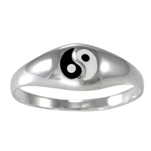 sterling silver yin yang taoist balance ring (sz 2-9) sz 7