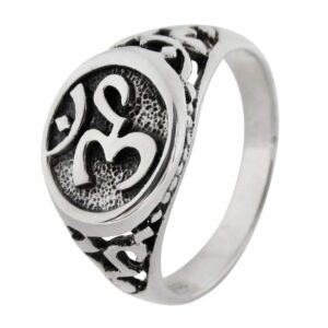 Large Sterling Silver Aum Om Hindu Ring (sz 4-15) sz 11