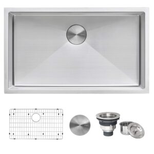 ruvati 30-inch undermount 16 gauge tight radius kitchen sink stainless steel single bowl - rvh7300