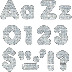 trend enterprises silver sparkle 4" casual combo ready letters, 172 pieces, t-79943