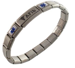 gadow jewelry afib medical id alert italian charm bracelet for men or women stainless steel awareness