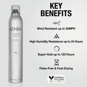 Kenra Volume Spray 25 80% | Super Hold Finishing & Styling Hairspray | Flake-free & Fast-drying | Wind & Humidity Resistance | All Hair Types | 16 oz