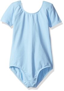 sansha big girls' shaylee short sleeve leotard, light blue, large