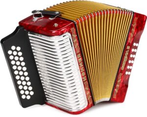 hohner corona ii diatonic accordion - keys of g/c/f - red