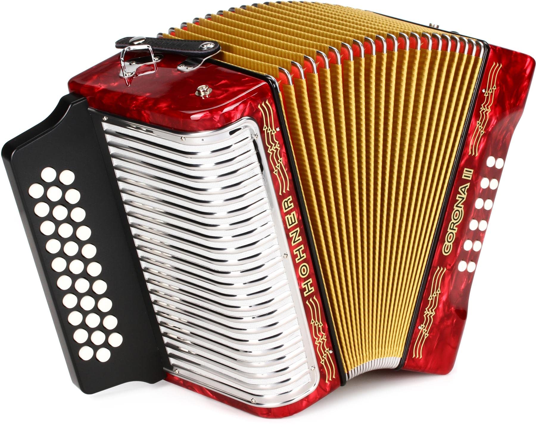 Hohner Corona II Diatonic Accordion - Keys of G/C/F - Red