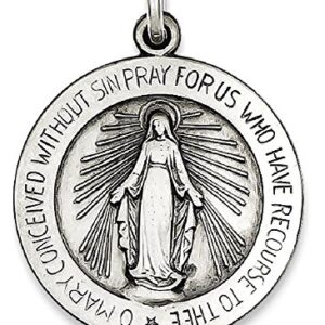 IceCarats 925 Sterling Silver Vintage Our Lady Of Miraculous Medal Blessed Virgin Mary Necklace Charm Pendant Religious Fine Jewelry For Women Gifts For Her