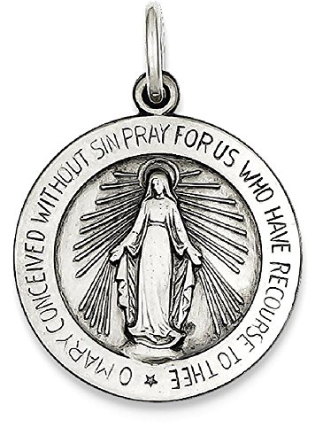 IceCarats 925 Sterling Silver Vintage Our Lady Of Miraculous Medal Blessed Virgin Mary Necklace Charm Pendant Religious Fine Jewelry For Women Gifts For Her