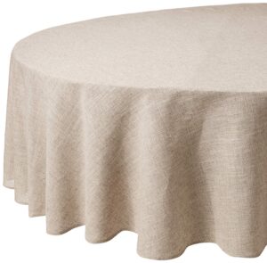 fennco styles toscana classic natural round tablecloth. one piece. (96 inch round)