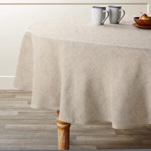 Fennco Styles Toscana Classic Natural Round Tablecloth. One Piece. (96 Inch Round)